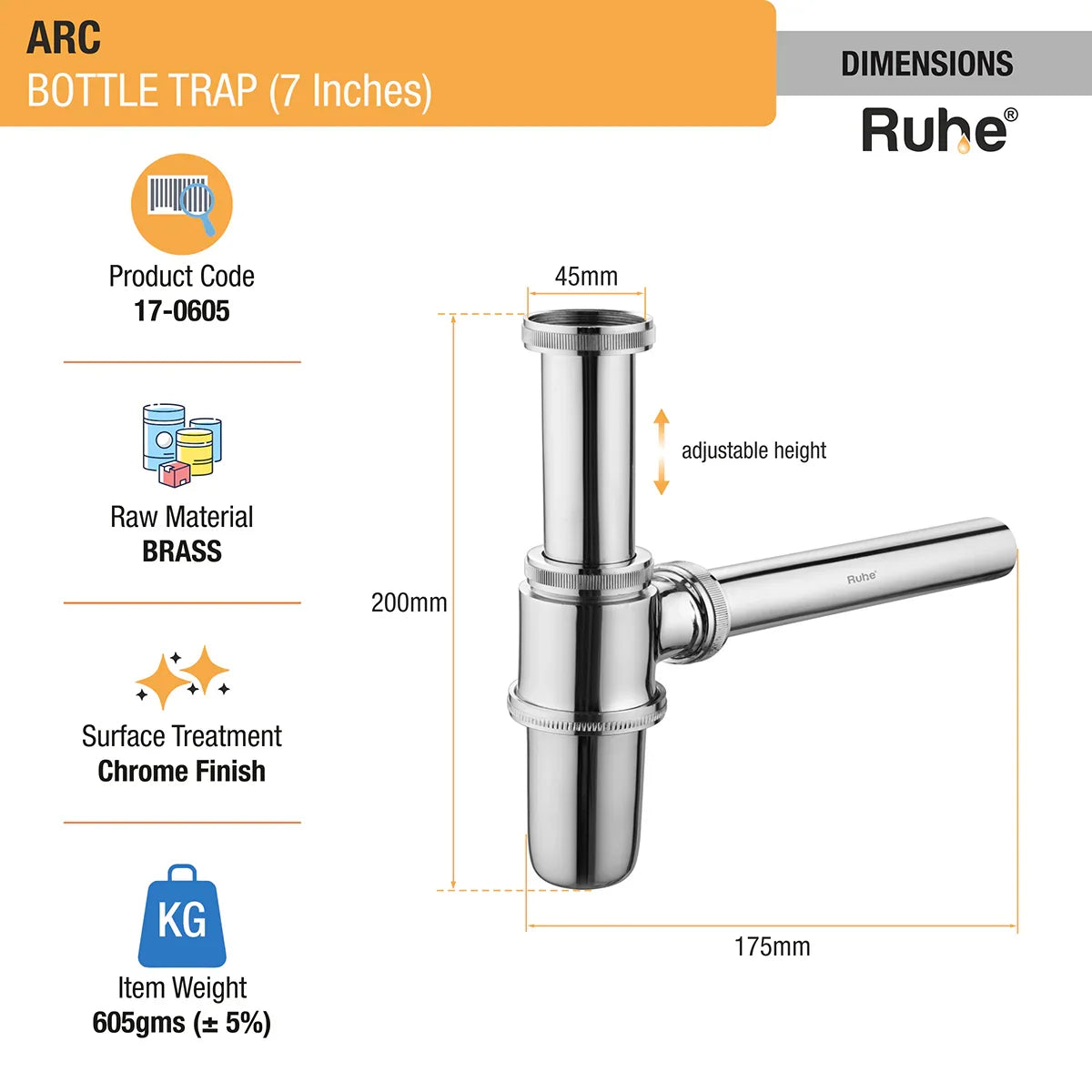 Bottle Trap for Wash Basin Brass Chrome-Plated Traps – Ruhe