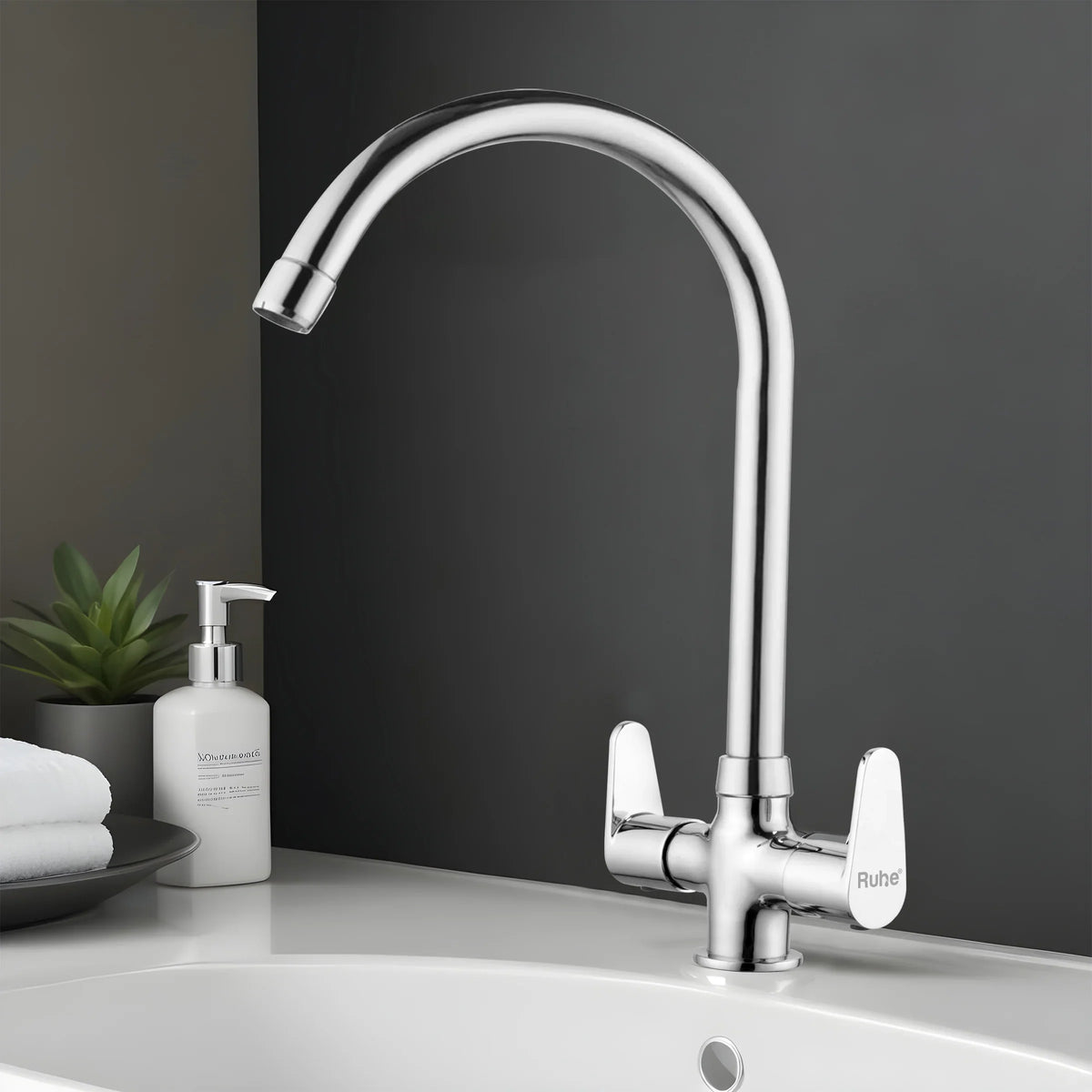 Eclipse Deck-mount Wash Basin Mixer Tap with Large Swivel Spout (20 ...