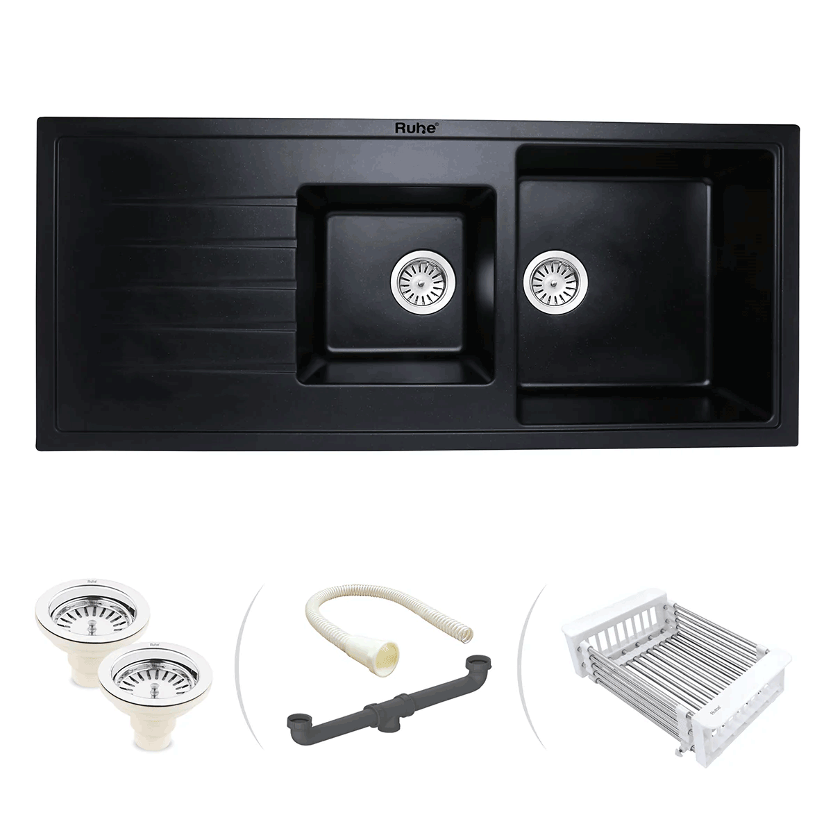 Quartz Double Bowl With Drainboard Kitchen Sinks – Ruhe