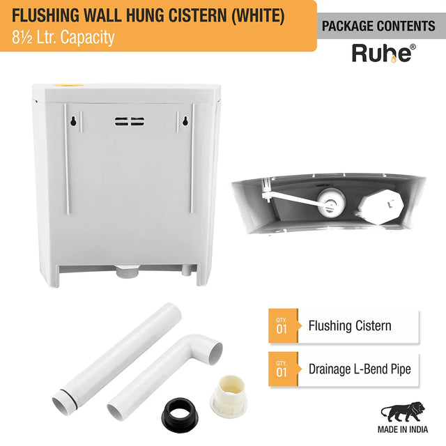 Flushing Wall Hung Cistern 8.5 Ltr. (White) - by Ruhe® – Ruhe