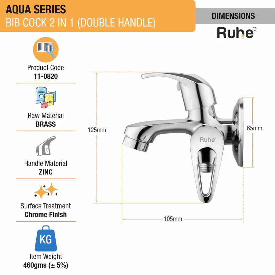 Brass Bib Cock Two Way Double Handle Faucet Online in India – Ruhe