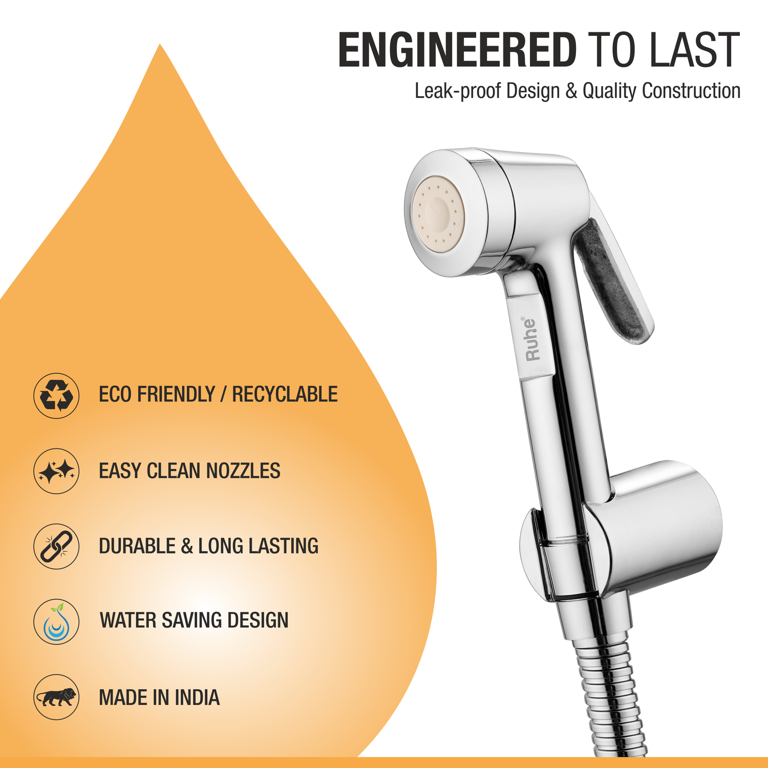 Lux Brass Health Faucet with Braided 1 Meter Flexible Hose (304 Grade ...